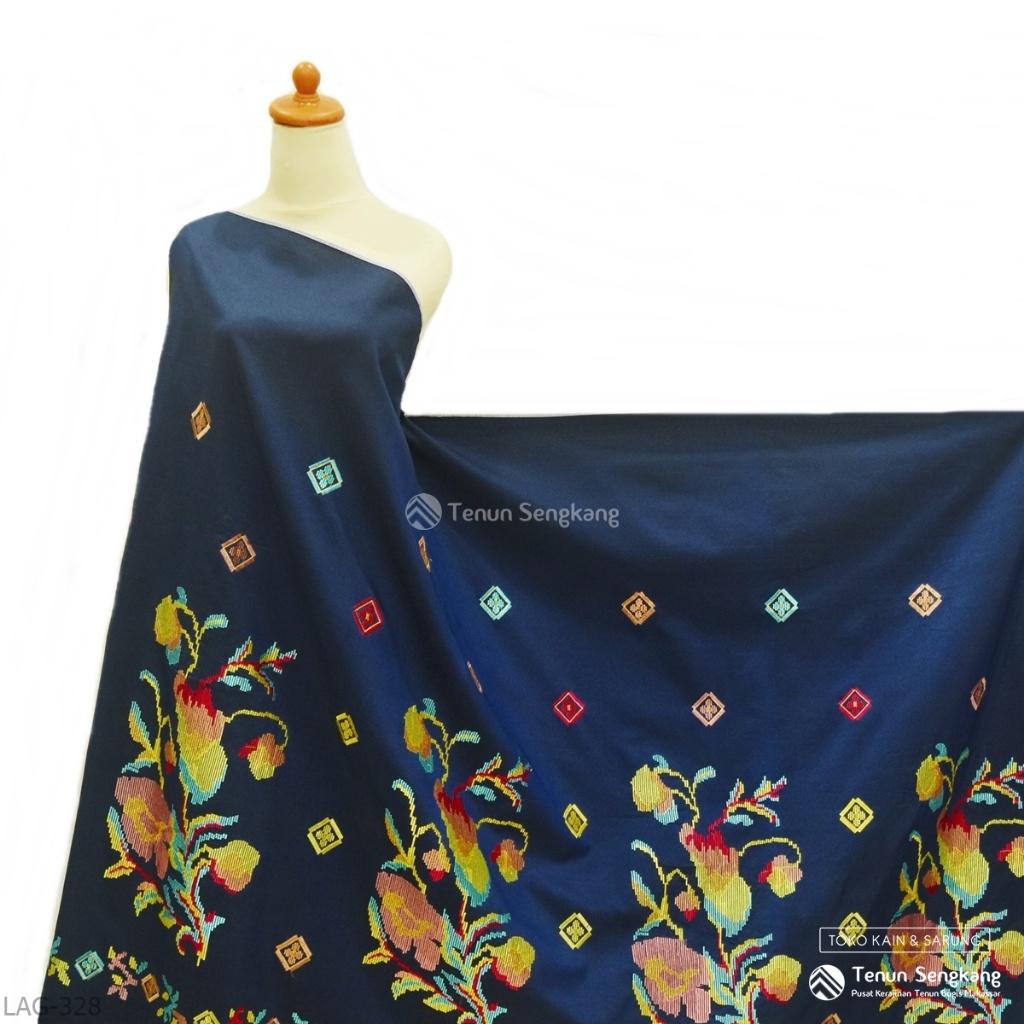 Jual Kain Tenun Sulam Motif Bunga Lagosi Bahan Tenun Sutra Bugis ...