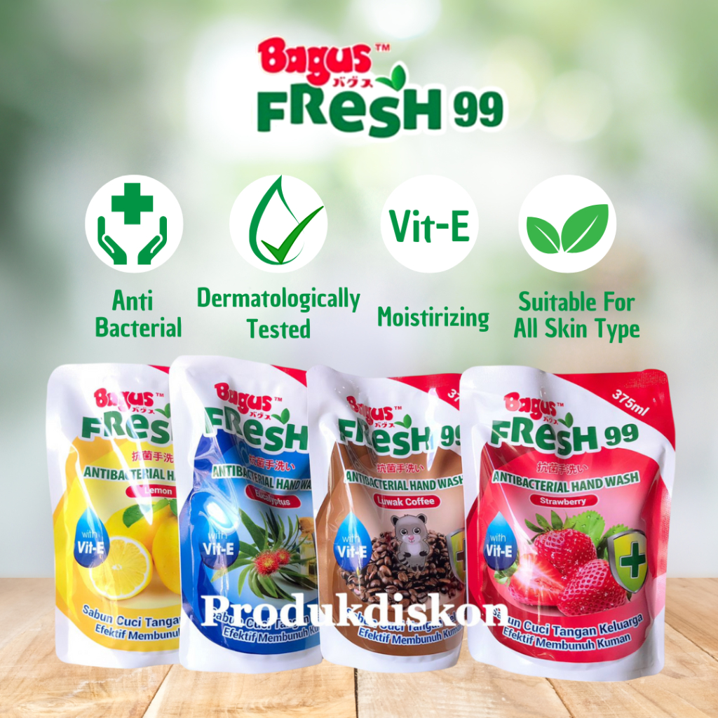 Jual BAGUS Fresh 99 Antibacteril Hand Wash Refill 375ml - Sabun Cuci ...