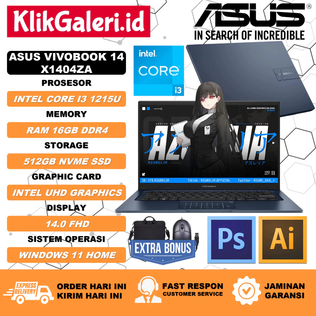 Jual Laptop Asus Vivobook 14 X1404ZA A1404ZA Intel Core i3 1215U RAM 16GB 512GB SSD FHD Win 11 ...