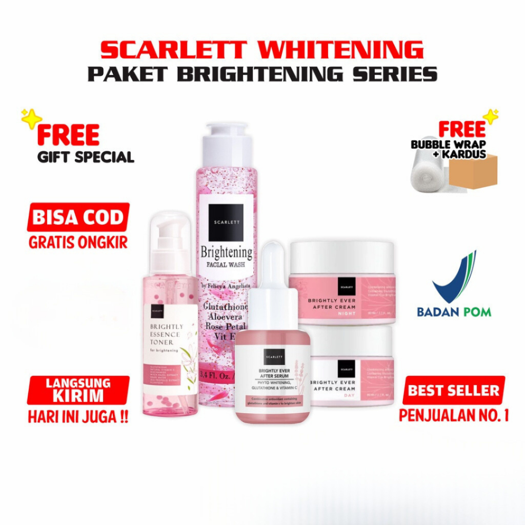 Jual Scarlett Whitening Paket Brightening Lengkap Series Serum Brightly ...