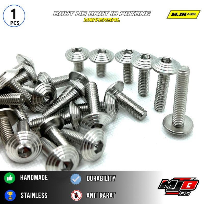 Jual BAUT DRAT 10 M6 PAYUNG COSTUM SPIRAL HANDMADE STENLIS ( 1PCS BAUT ) | Shopee Indonesia