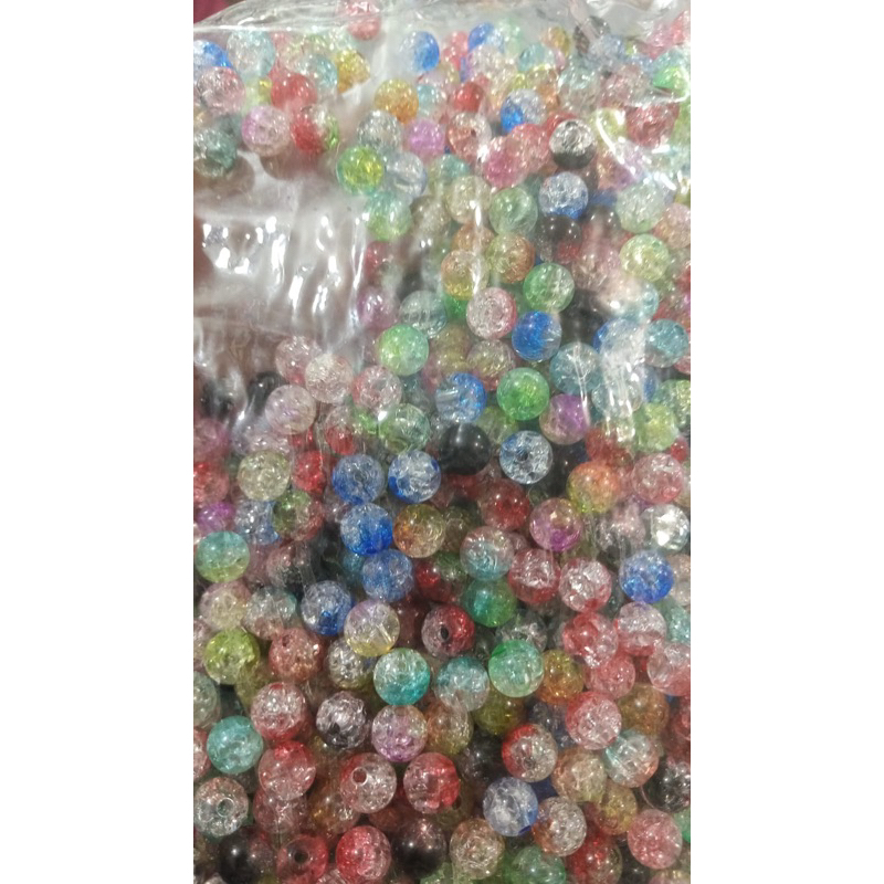 Jual manik bulat akrilik motif kaca pecah 8mm gradasi warna mix ...