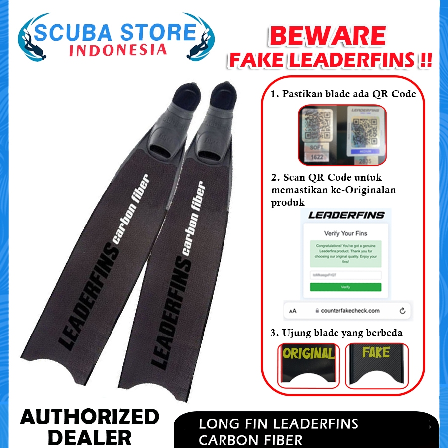 Jual Long Fin Leaderfins Carbon Fiber Black Kaki Katak Apnea Fins ...