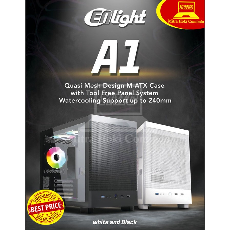 Jual CASING PC CASING KOMPUTER GAMING ENLIGHT A1 BLACK 1 FAN RGB PC ...