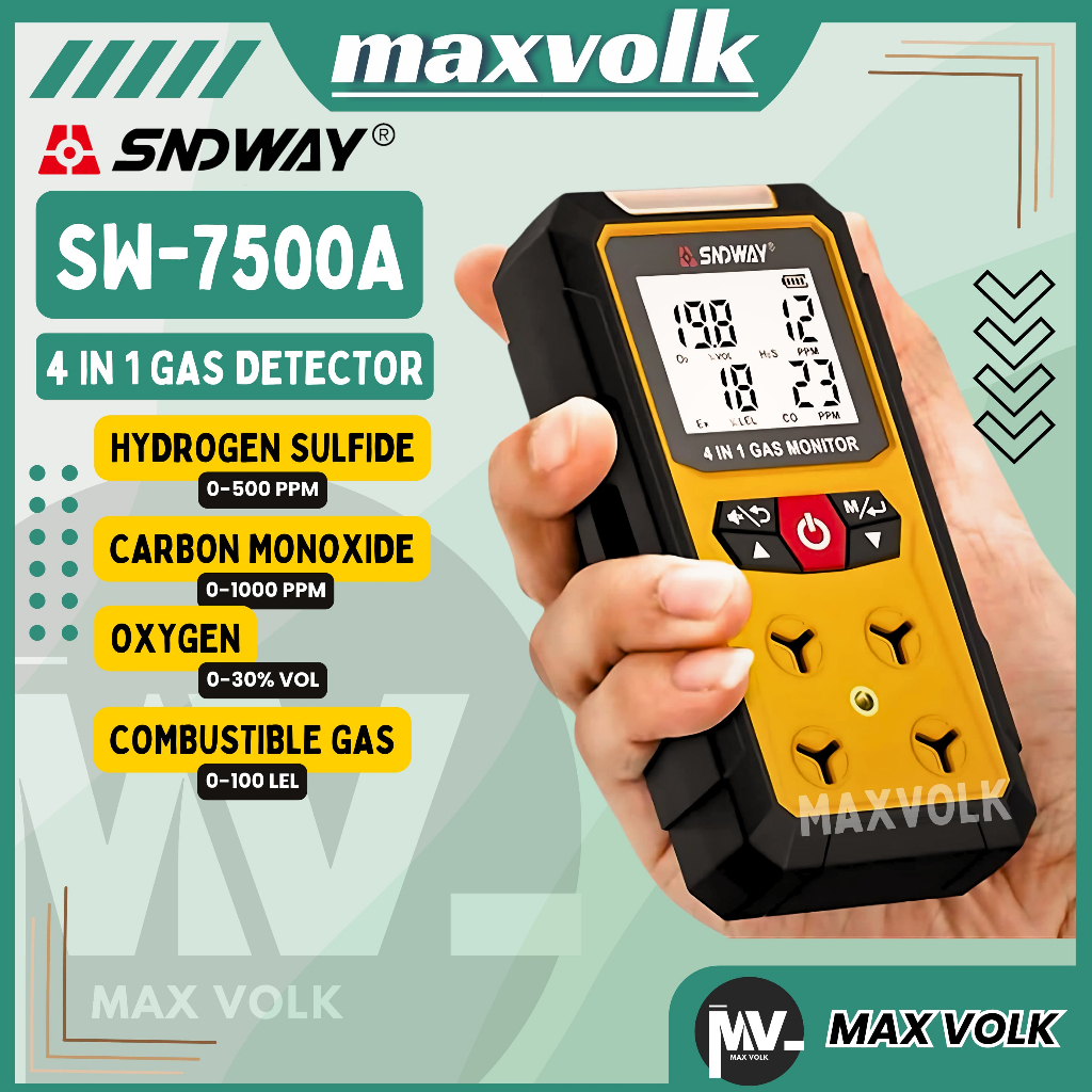 Jual ⭐Alat Deteksi Gas Multifungsi SNDWAY SW-7500A Gas Detector 4 In 1 Co H2s O2 Combustible Gas ...