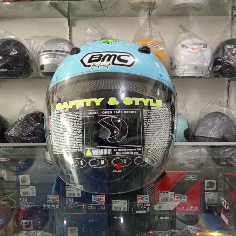 Jual HELM BMC DORAEMON NATURE BLUE PASTEL ORIGINAL | Shopee Indonesia