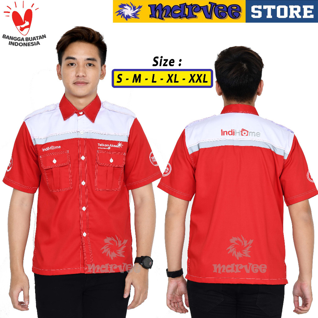 Jual Baju Seragam Telkom Indihome Kemeja Kerja lengan pendek bordir ...