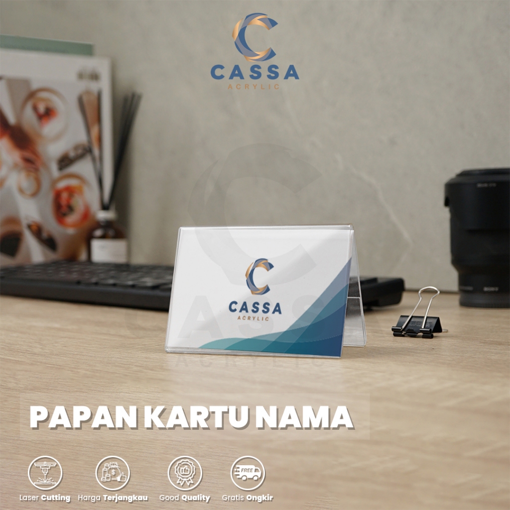 Jual STAND KARTU NAMA AKRILIK SEGITIGA / KARTU BISNIS NAME TAG AKRILIK ...