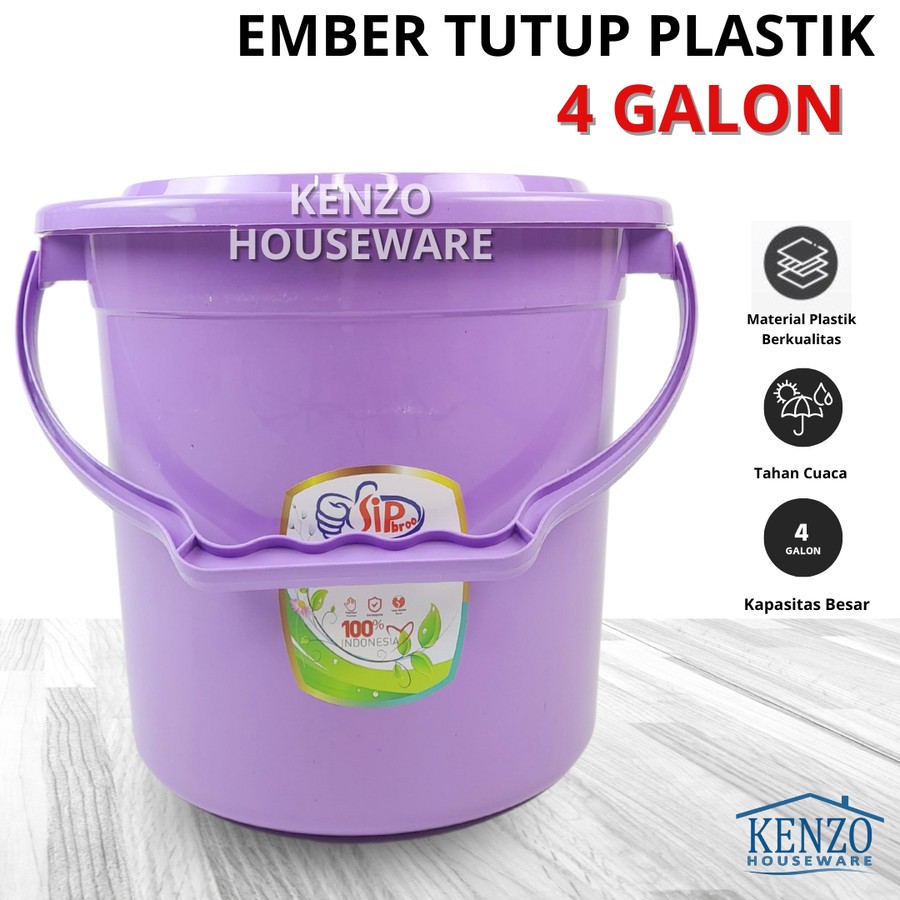 Jual Ember Plastik 4 galon Dengan tutup Ember Mandi Pel Warna Tebal ...