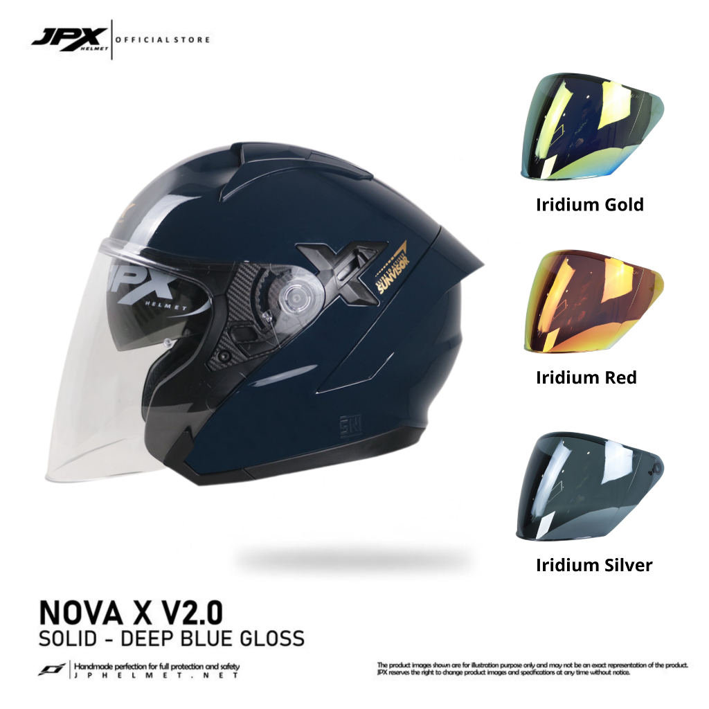 Jual Helm JPX Half Face Nova X Solid V2.0 Free Visor Iridium | Shopee ...
