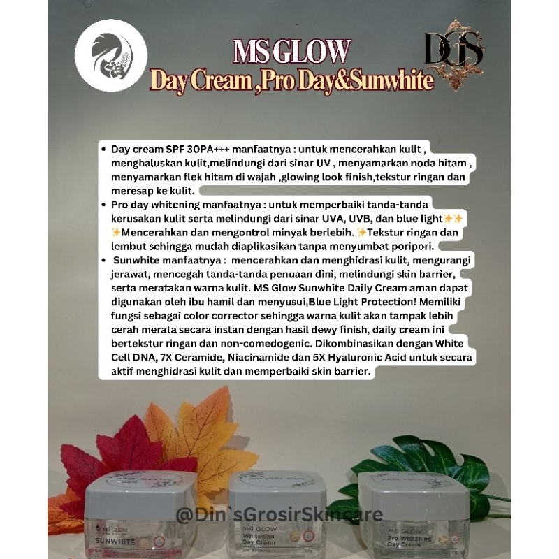 Jual SUNSCREEN MSGLOW / SUNWHITE / MS GLOW SUNSCREEN / PRO DAY CREAM ...