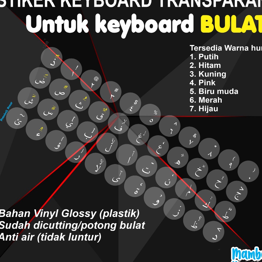Jual KP8 STIKER KEYBOARD ARAB BULAT TRANSPARAN BENING GLOSSY | Shopee ...