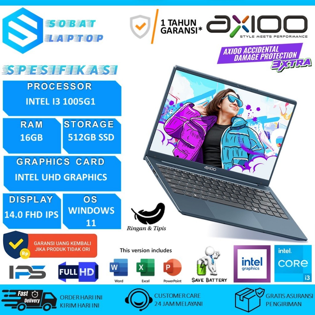 Jual Axioo MyBook Hype 3 Intel Core i3 1005G1 Ram 16GB 512GB SSD FHD IPS Windows 11 office ...