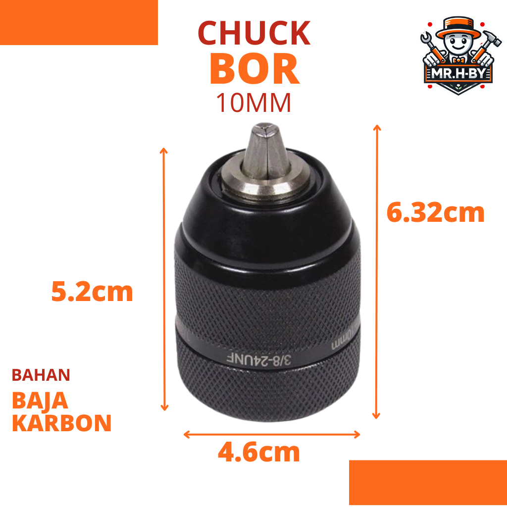 Jual Chuck Bor Keyless Bahan Besi Metal Ukuran 0.8-10mm 3/8-24 UNF ...
