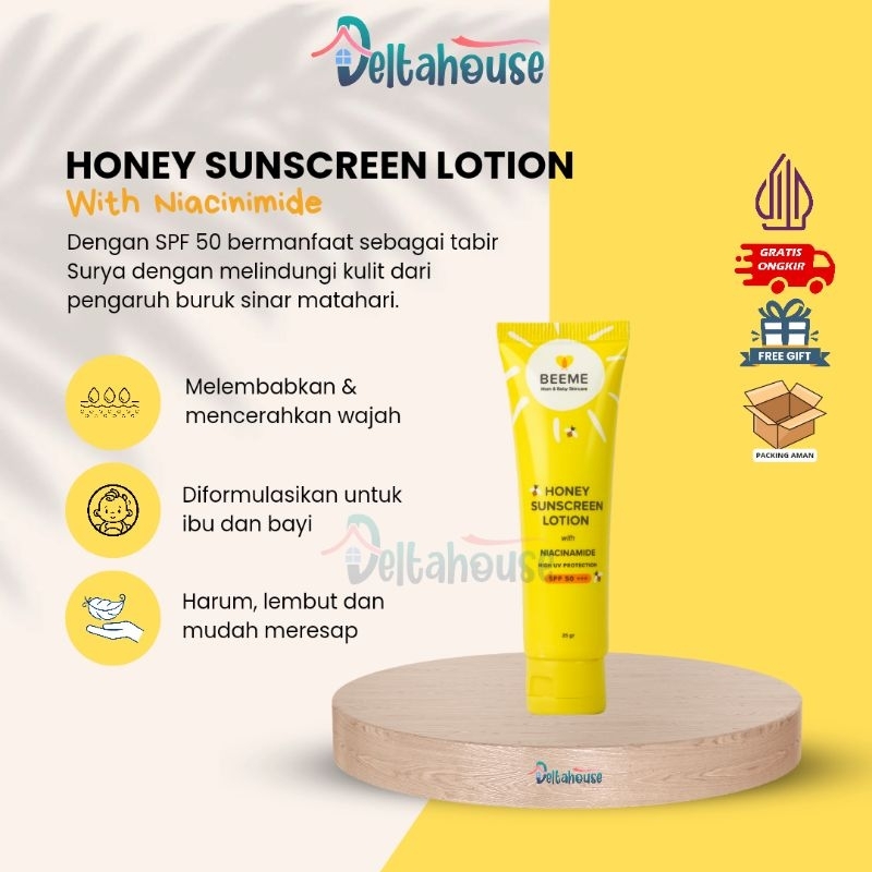 Jual Beeme Honey Sunscreen Lotion with Niacinamide SPF 50+++ 25gr Beeme ...