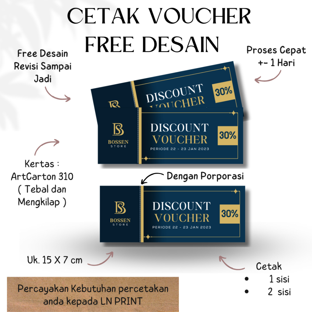 Jual (100 Pcs ) Cetak Voucher Custom/Voucher Free Desain/Kupon Makanan ...