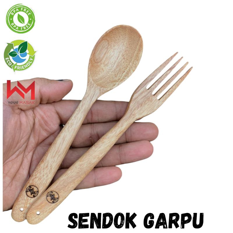 Jual Sendok Garpu Kayu Set | Sendok Garpu Kayu Mindi 20cm | Wooden ...