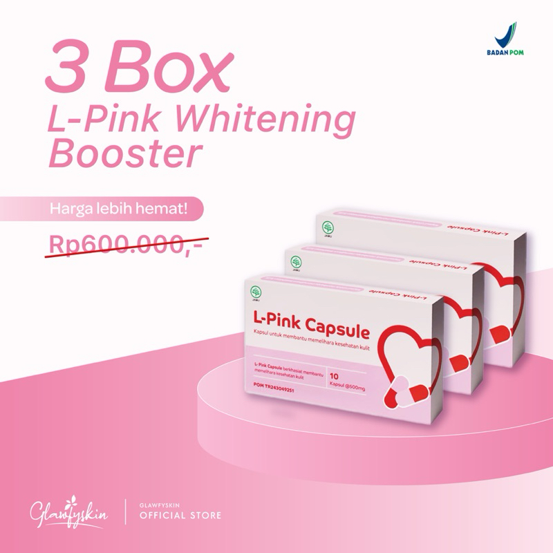 Jual [ 3pcs ] L-Pink Capsule Glawfyskin | Suplemen Pemutih | Whitening ...