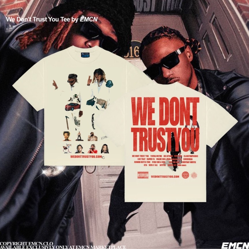 Jual EMCN Oversized Tee We don't Trust You White Version | Shopee Indonesia