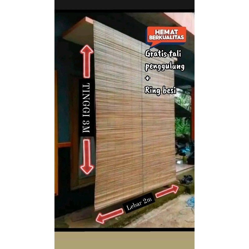 Jual tirai kerey bambu outdor indor 2x3 Gratis tali penggulung | Shopee ...