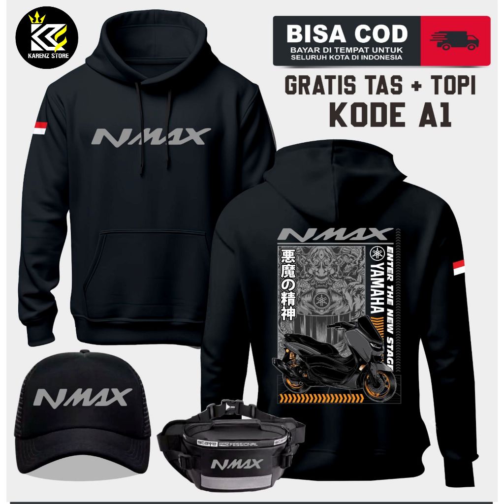 Jual HOODIE NMAX JAKET NMAX TERBARU + TOPI DAN TAS SWEATER NMAX ...