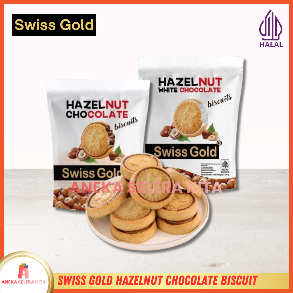Jual Swiss Gold Hazelnut Chocolate & White Chocolate Biscuit / Hazelnut ...