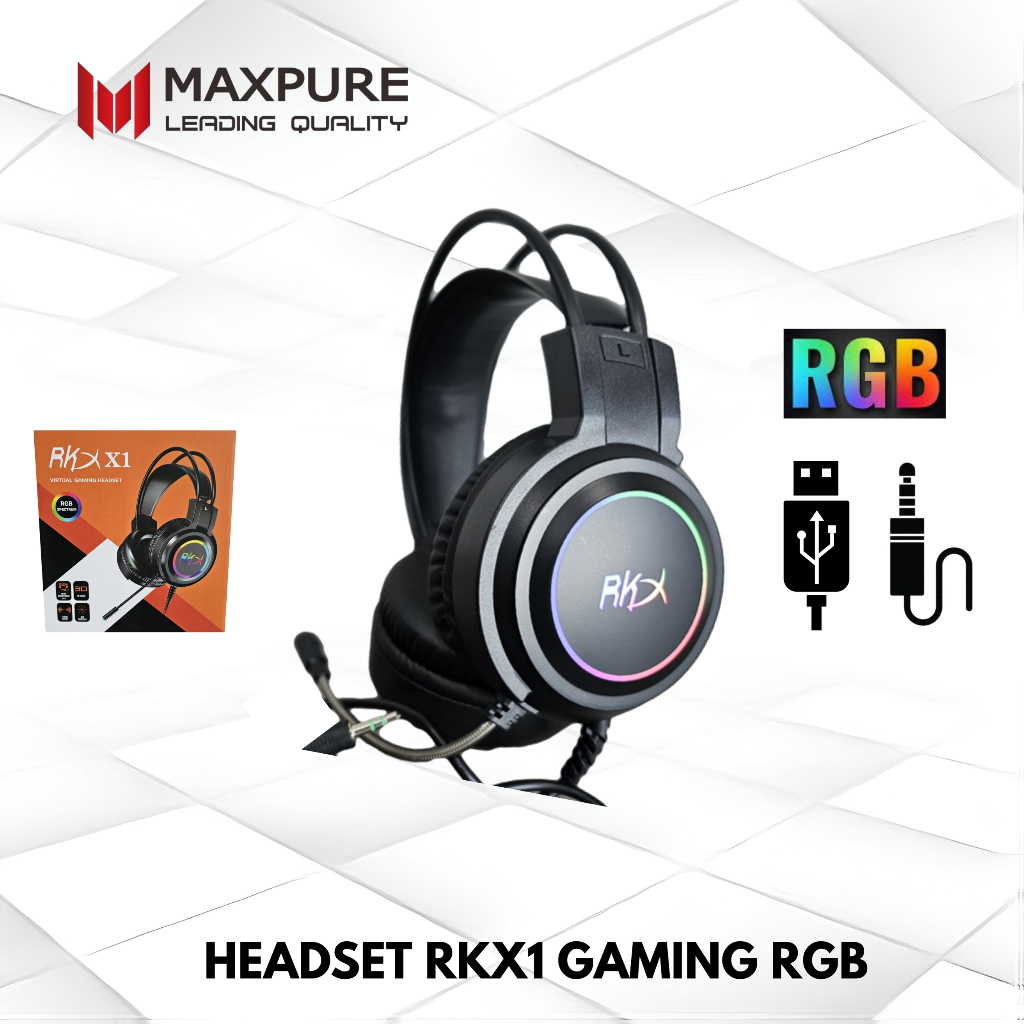 Jual RGB LED Light Gaming Headphone 3.5MM AUX Cable Wired Headset Noise ...