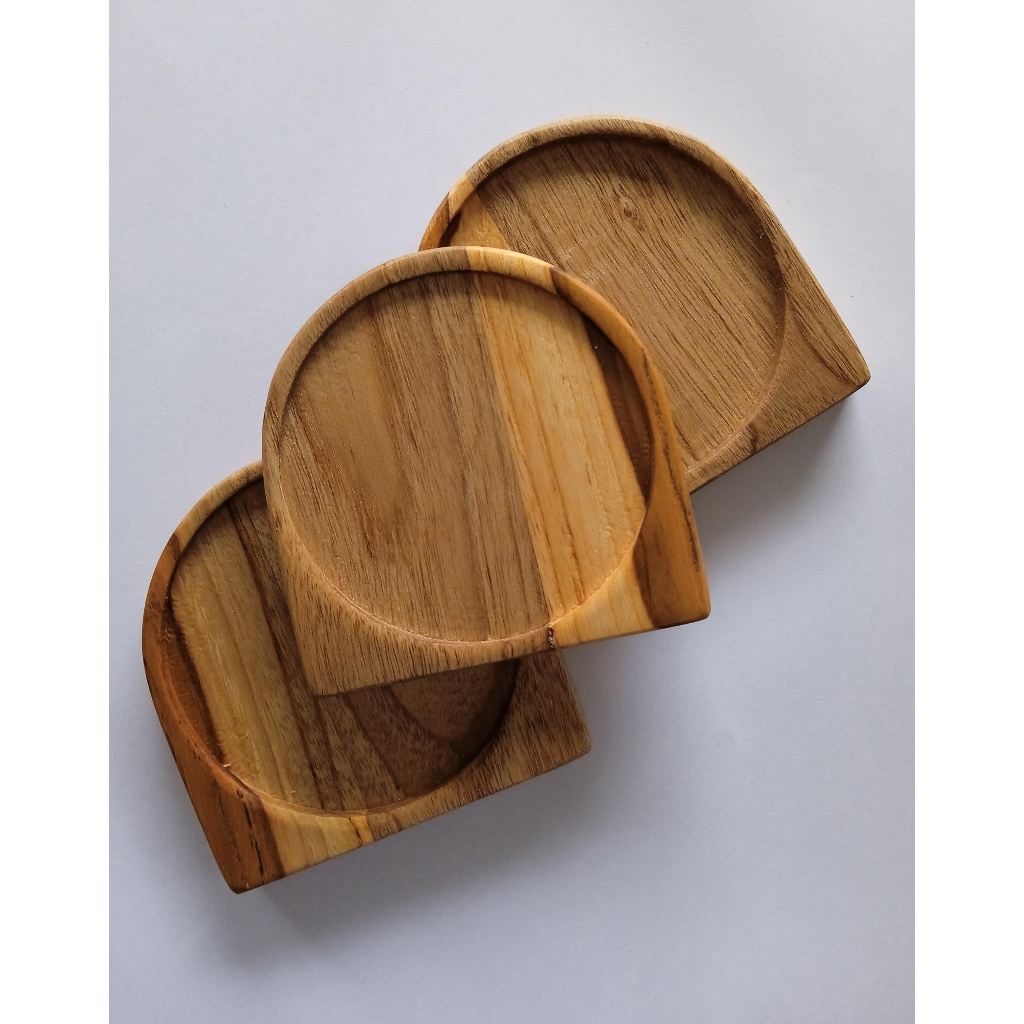 Jual Coaster kayu jati tatakan gelas setengah lingkaran diameter 10 cm ...