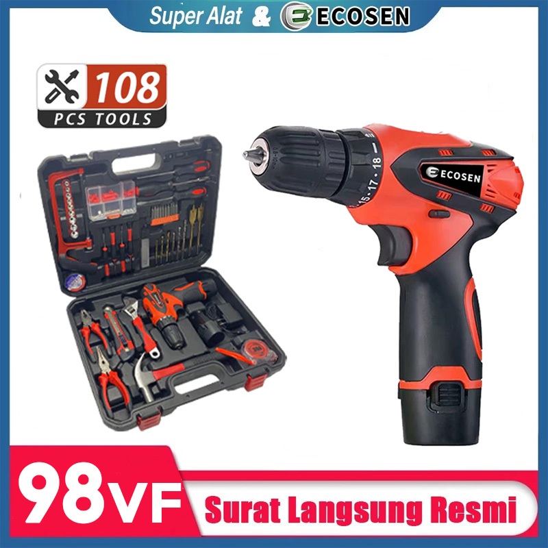 Jual Super Alat Kit Alat Bor Baterai Genggam 98V / Kit Alat Bor Listrik ...