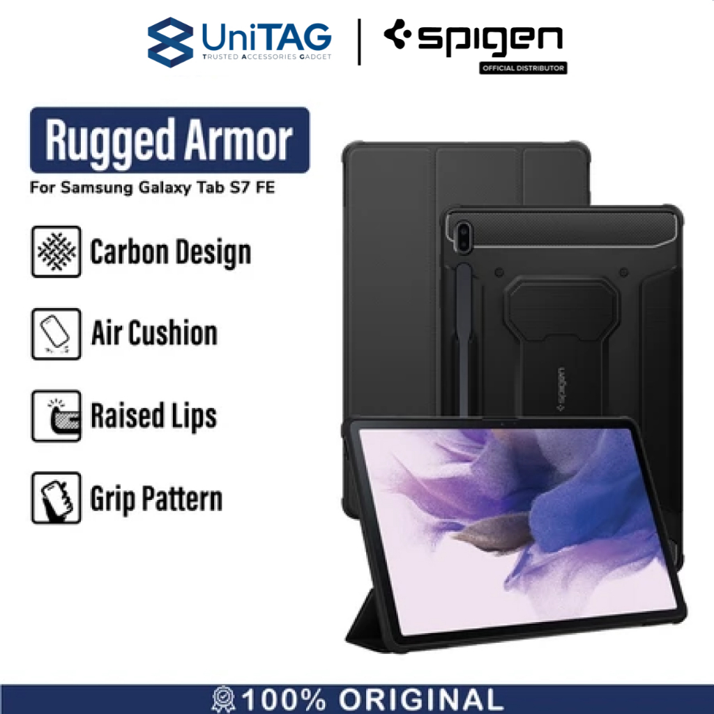 Jual Case Samsung Galaxy Tab S7 FE 5G Spigen Rugged Armor Carbon Casing ...