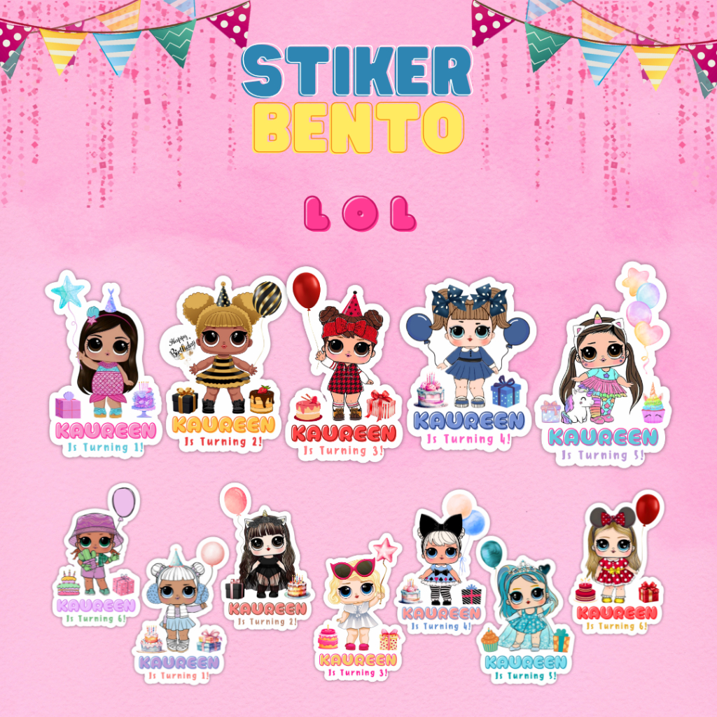 Jual (LOL) Cetak Sticker Bento Custom Sticker Bento Birthday Anak I ...