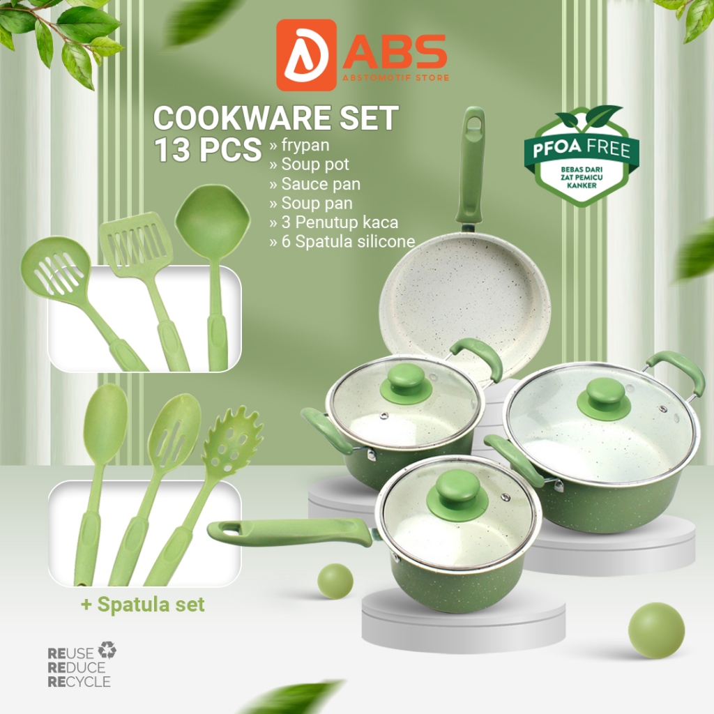 Jual Hongzhuo By ABS Panci Teflon Marble - 13 pcs Cookware Set Tutup ...