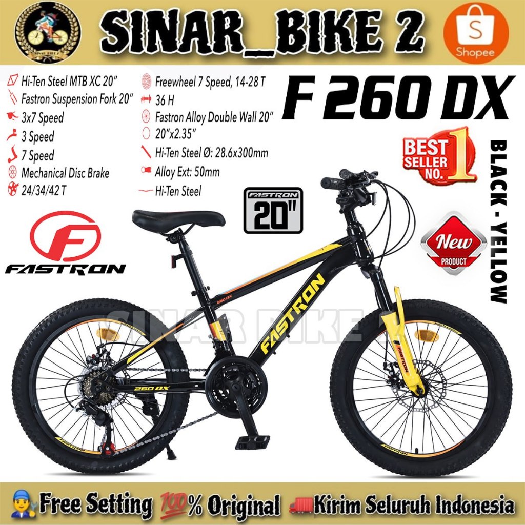 Jual Sepeda Gunung MTB FASTRON F 260 DX Ukuran 20 24 26 Inch Rem Cakram Remaja Dewasa 21 Speed ...
