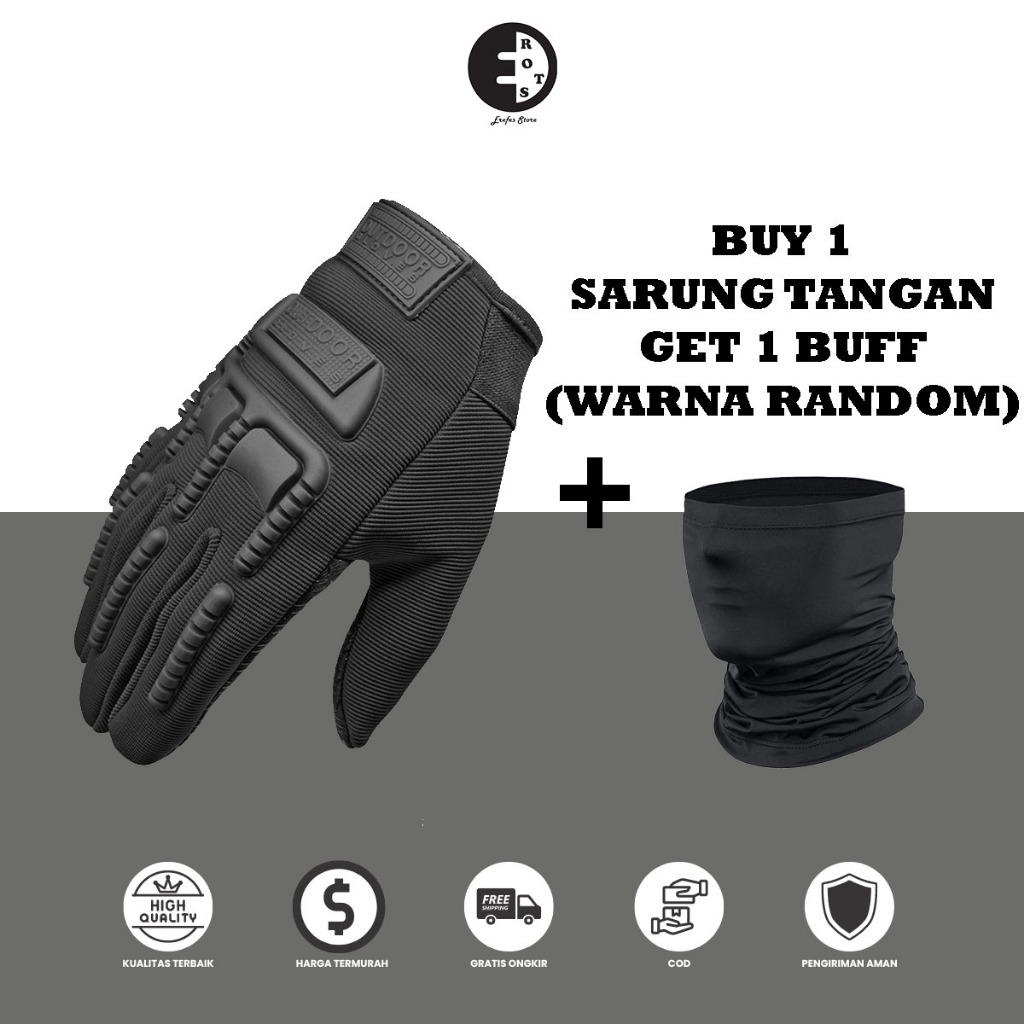 Jual (BUY 1 GET 1) SARUNG TANGAN FULL FINGER TACTICAL SEPEDA MOTOR FREE ...
