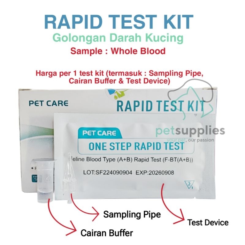 Jual Test Golongan Darah Kucing Feline Rapid Test Blood Type A+B ...