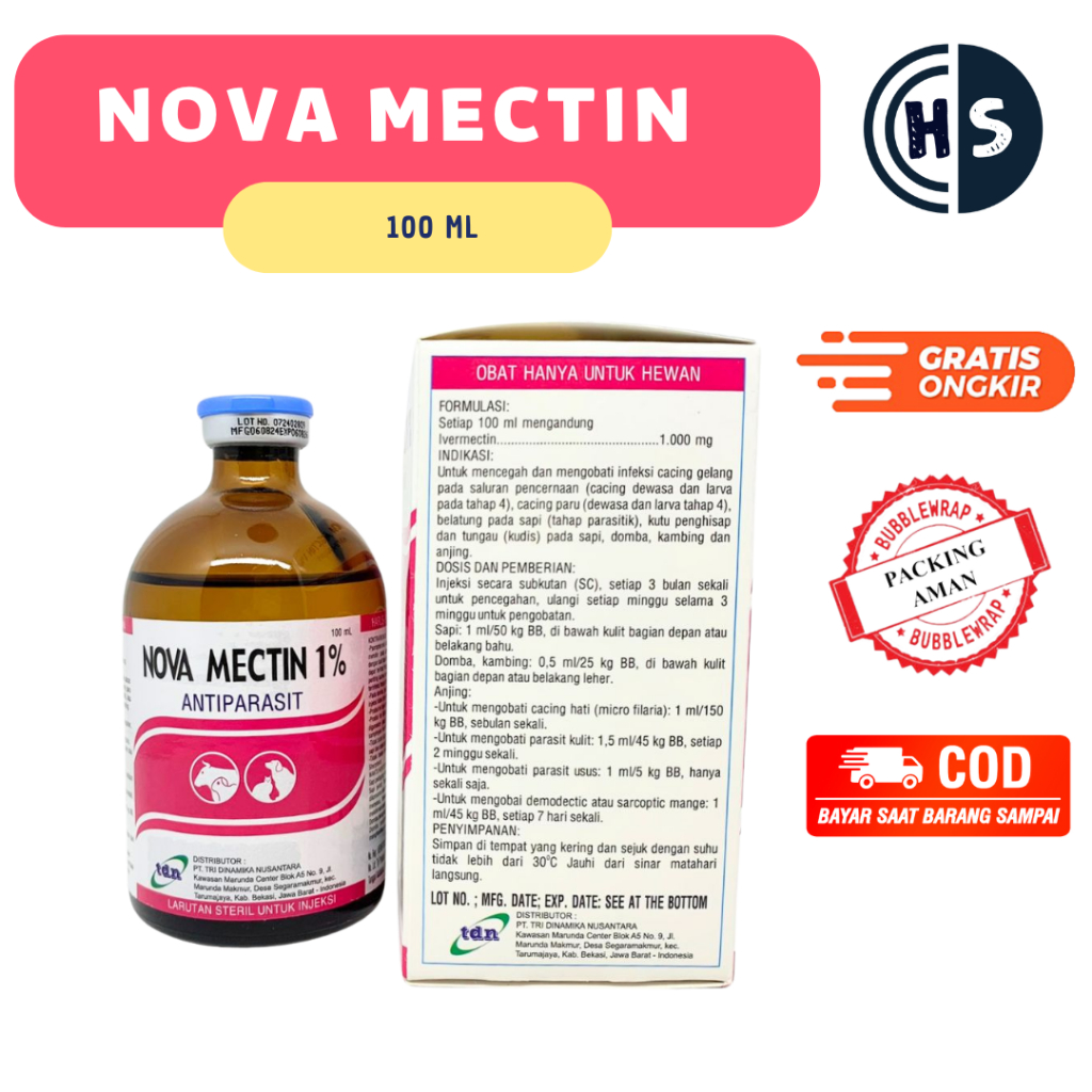 Jual NOVA MECTIN 100ml - Obat Anti Parasit Cacing Gudik Kutu Caplak ...
