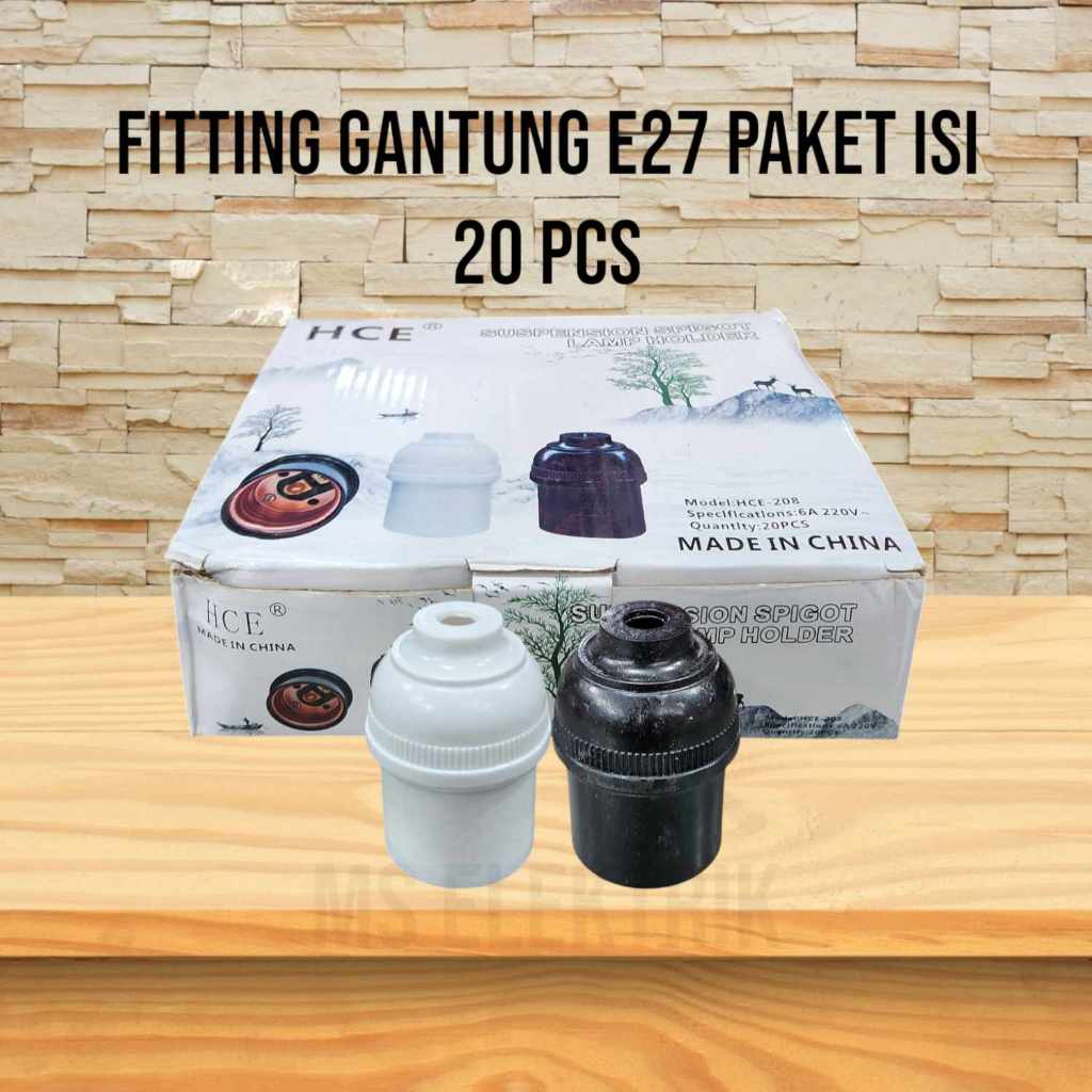 Jual HCE Fitting / Pitting Lampu Gantung e27 Warna Putih & Hitam Bahan ...