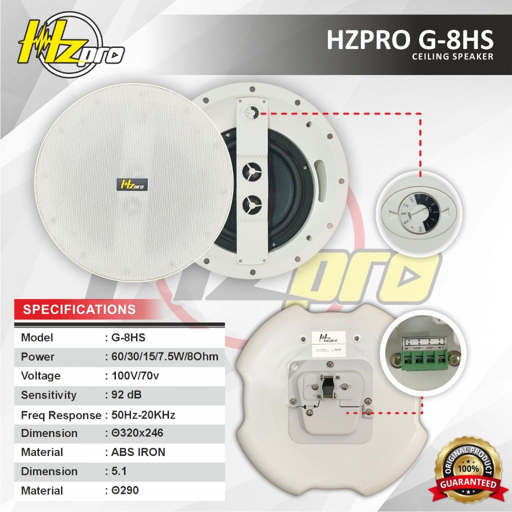 Jual SPEAKER CEILING HZ PRO G-8HS ORIGINAL | Shopee Indonesia