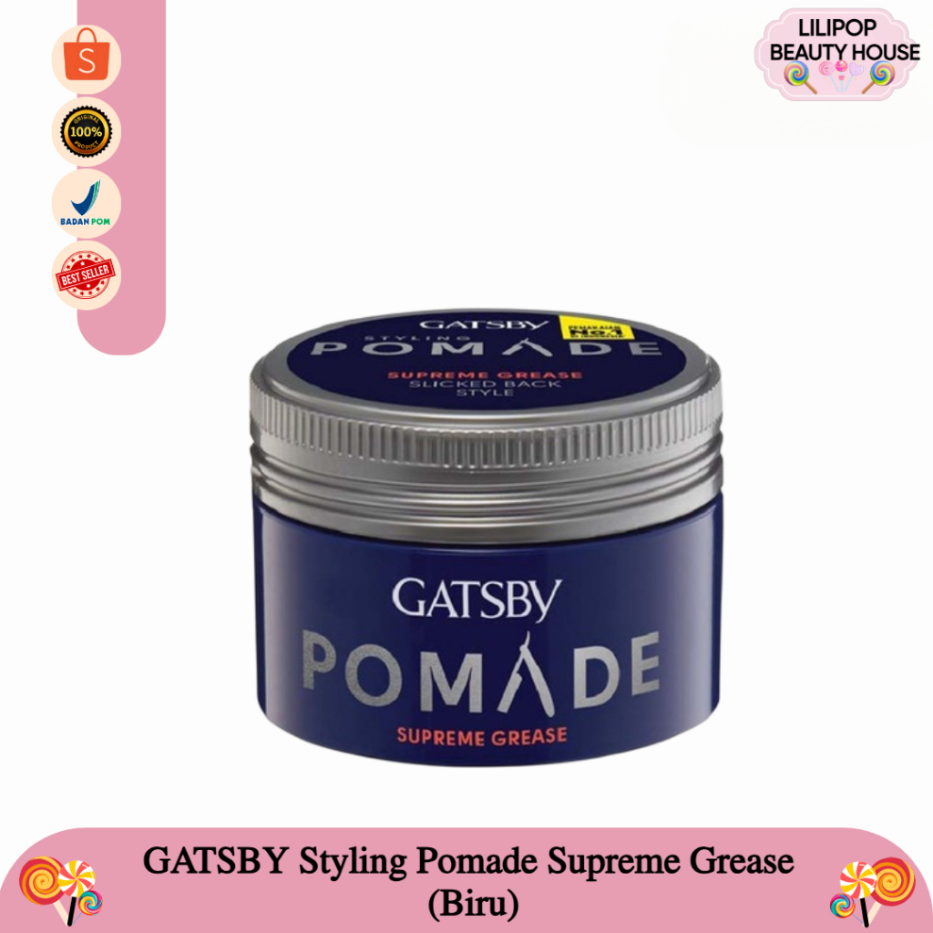 Jual GATSBY Styling Pomade Supreme Grease (Biru) | Shopee Indonesia