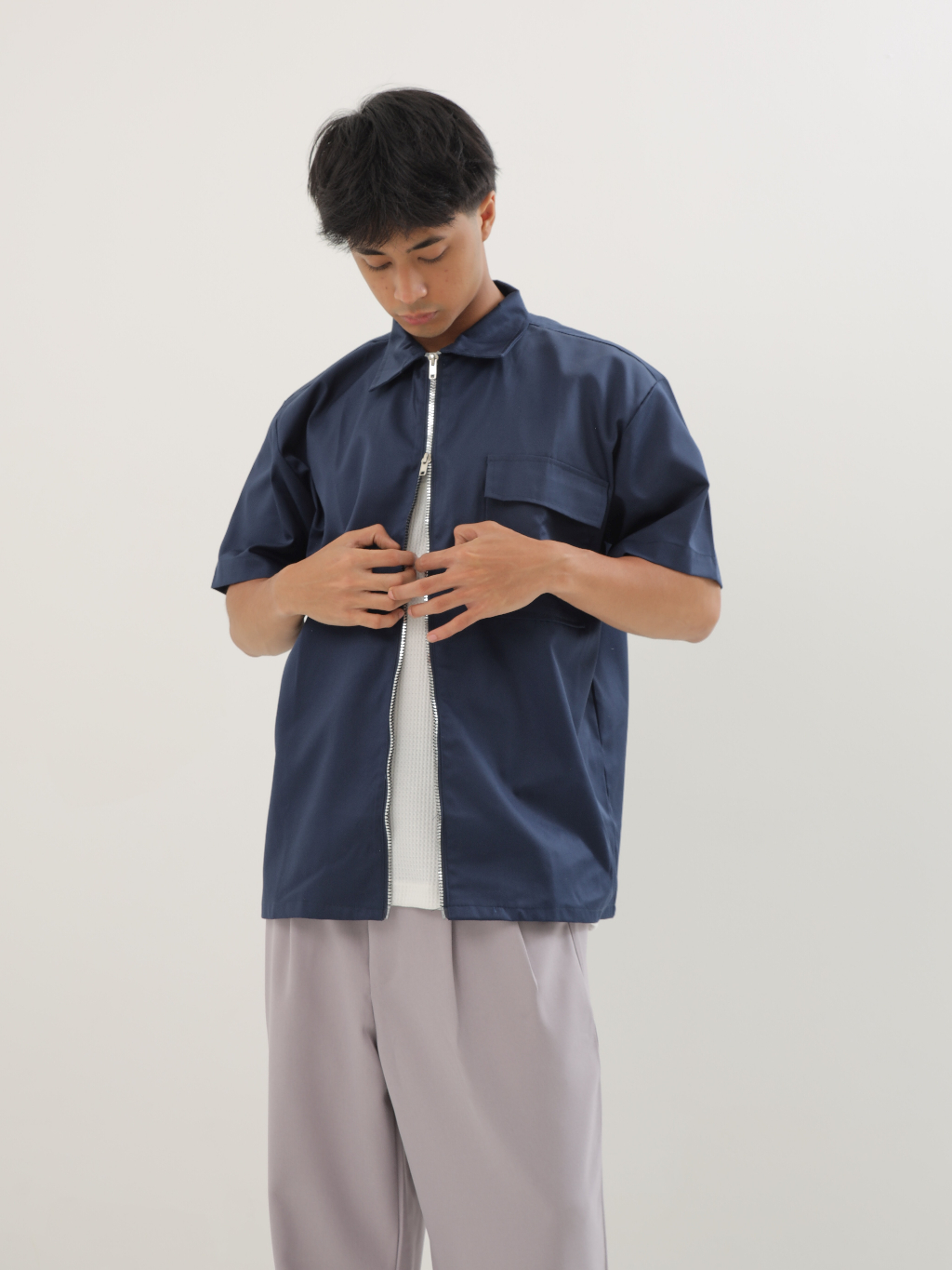 Jual HANMU - Union Zip Shirt | Shopee Indonesia