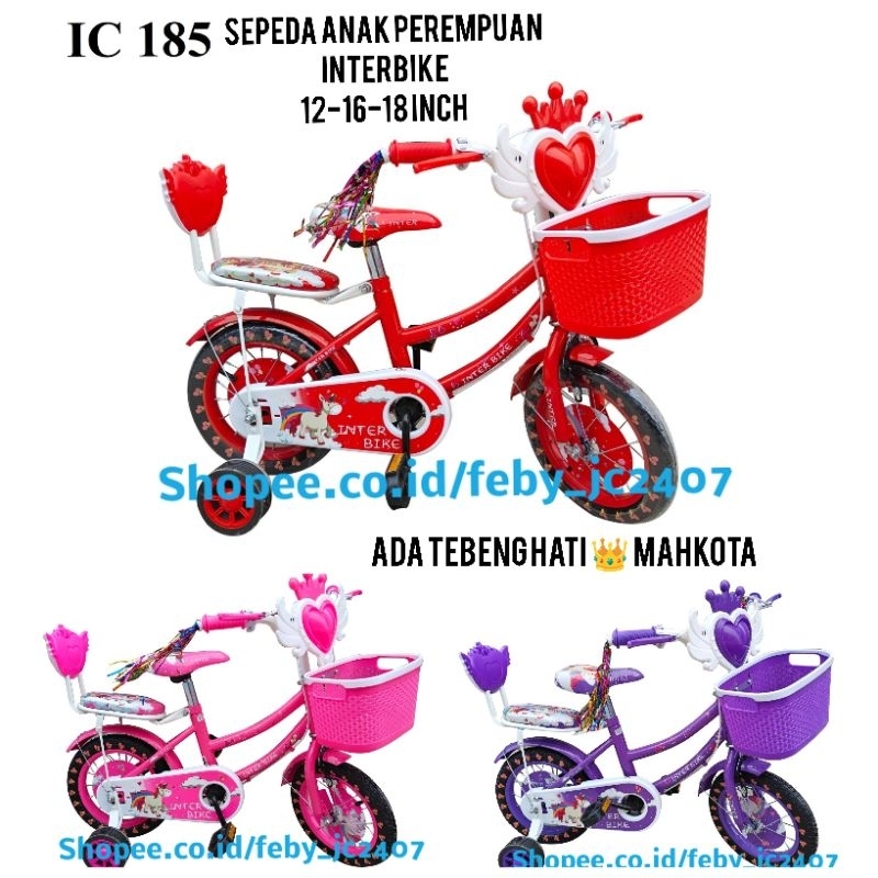 Jual Sepeda Anak Keranjang Cewek Perempuan Inter bike Interbike 12 16 ...