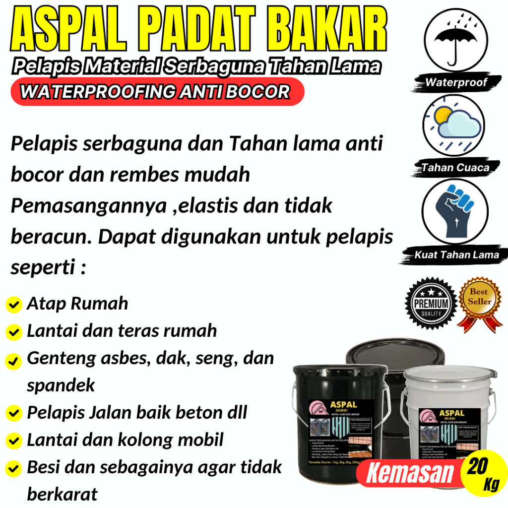 Jual Asphal Emulsi Anti Rembes Bocor Aspal Padat Bakar Penambal Pelapis ...