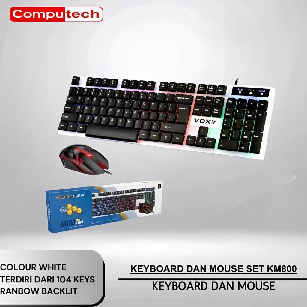 Jual KEYBOARD + MOUSE GAMING VOXY KM800 WITH LED RGB MURAH MERIAH KUALITAS BAGUS | Shopee Indonesia