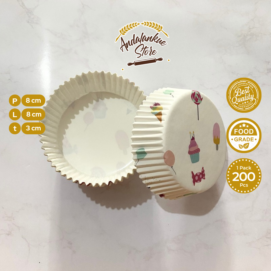 Jual Cup Roti Laminasi Bulat 8 cm (Anti Lengket) Motif White Ice Cream ...
