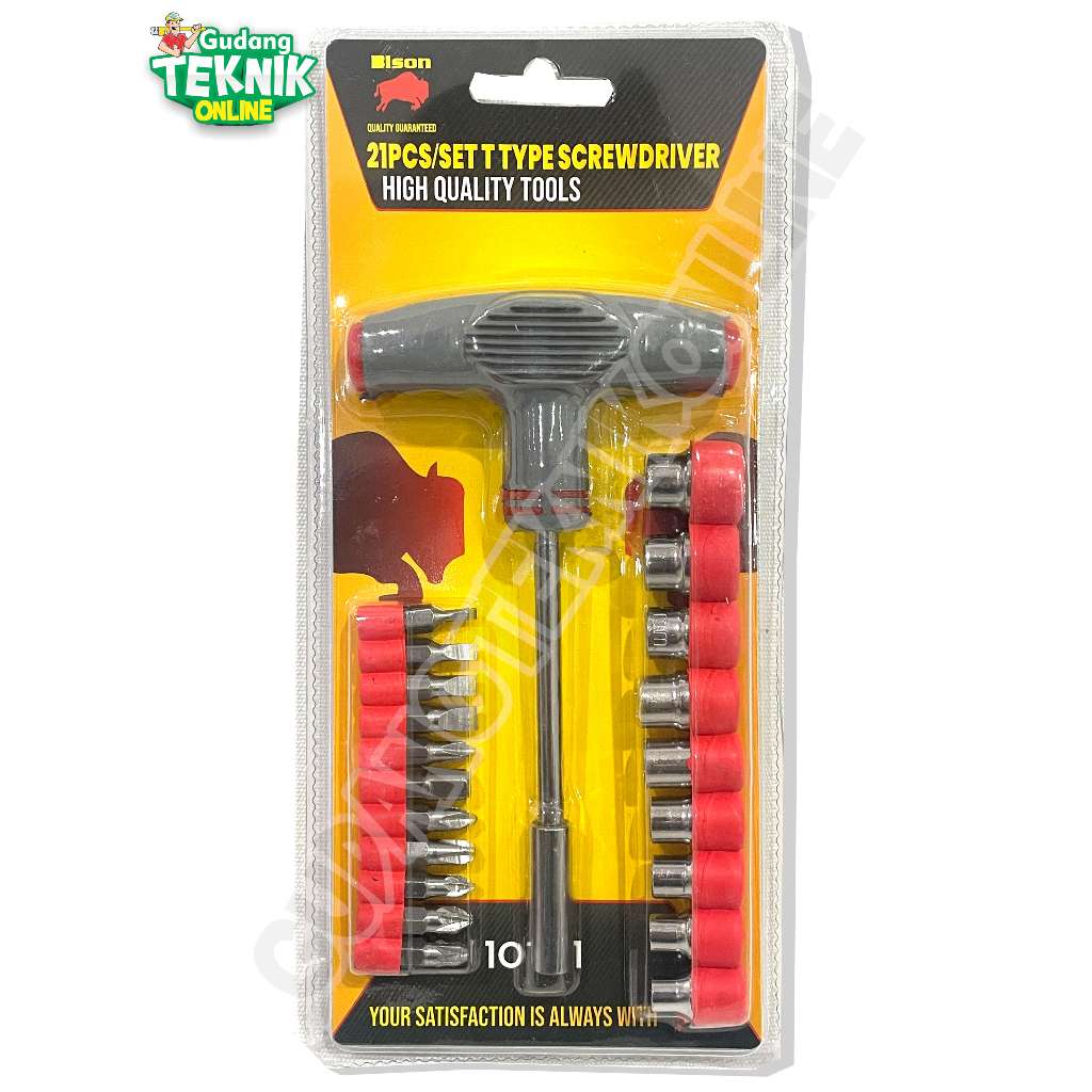 Jual Obeng Socket T 21pcs BISON 1OT41 G17150 Obeng Min Plus Sok / Obeng ...