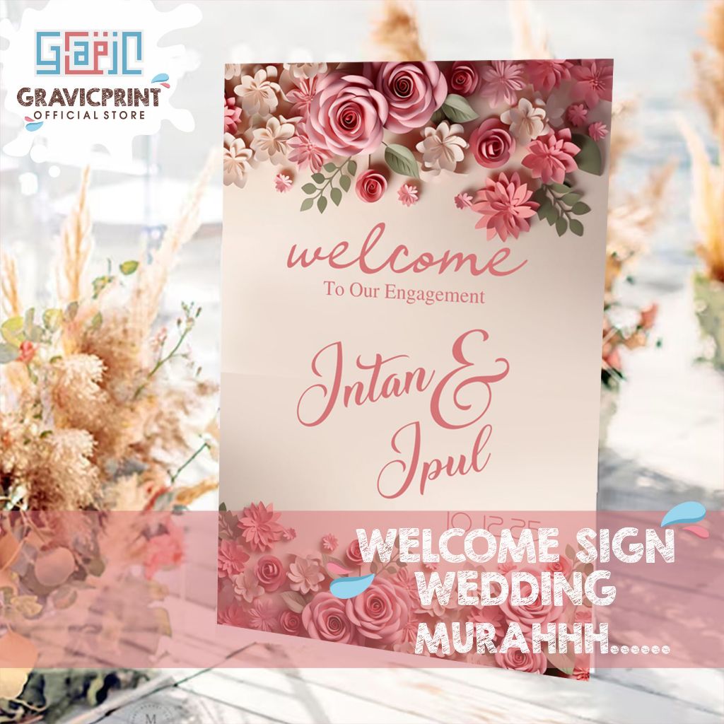 Jual Print Stiker Welcome sign acara I happy wedding engagement ...