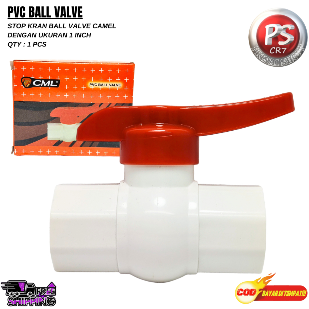 Jual STOP KRAN 1'' CML BALL VALVE PVC POLOS 1'INCHI SAMBUNGAN PIPA PVC ...