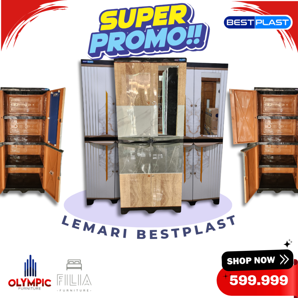 Jual LEMARI PLASTIK BESTPLAST FUll RAK & Cermin | Shopee Indonesia