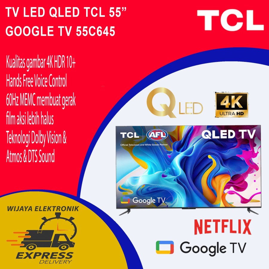 Jual TCL 55C645 TV QLED 55" inc C645 UHD 4K GOOGLE TV 120HZ DLG | Shopee Indonesia