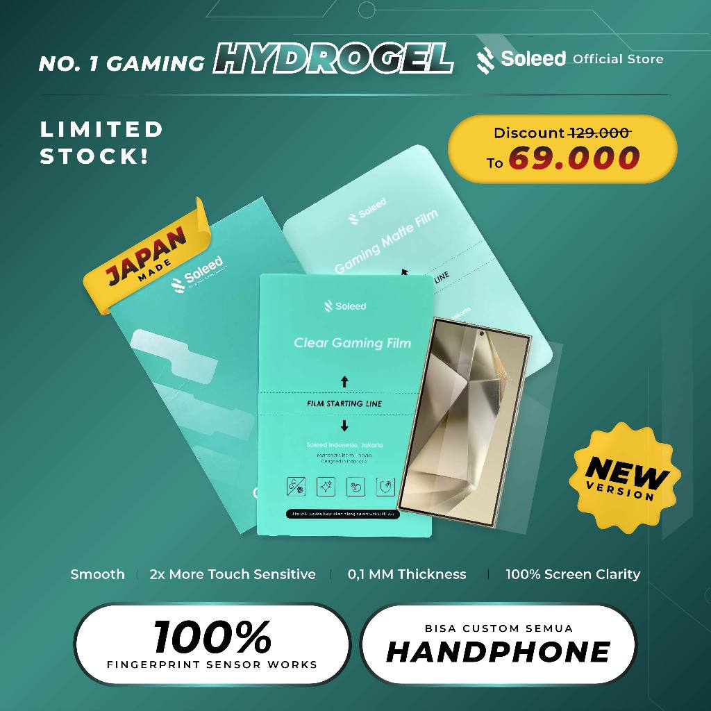Jual SOLEED - Samsung S Series Gaming Hydrogel Clear Matte | Anti Gores Screen Protector - Not ...